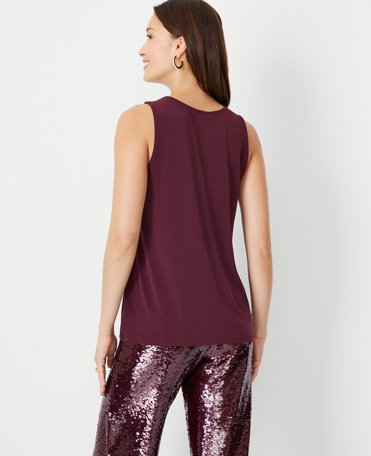 Shimmer Mixed Media Scoop Neck Shell