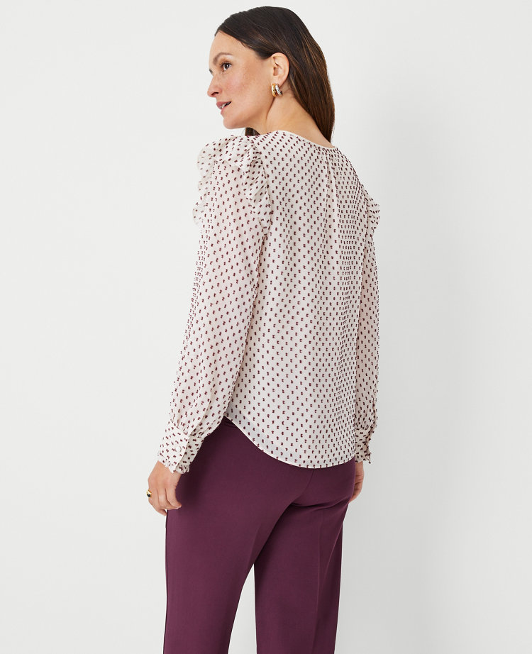 Clip Shoulder Ruffle Blouse