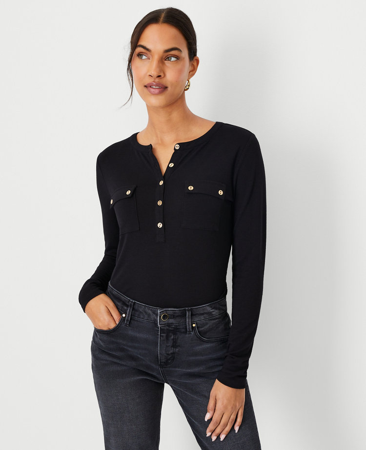 Half Placket Button Top