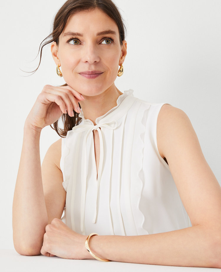 Ruffle Pintucked Popover Shell