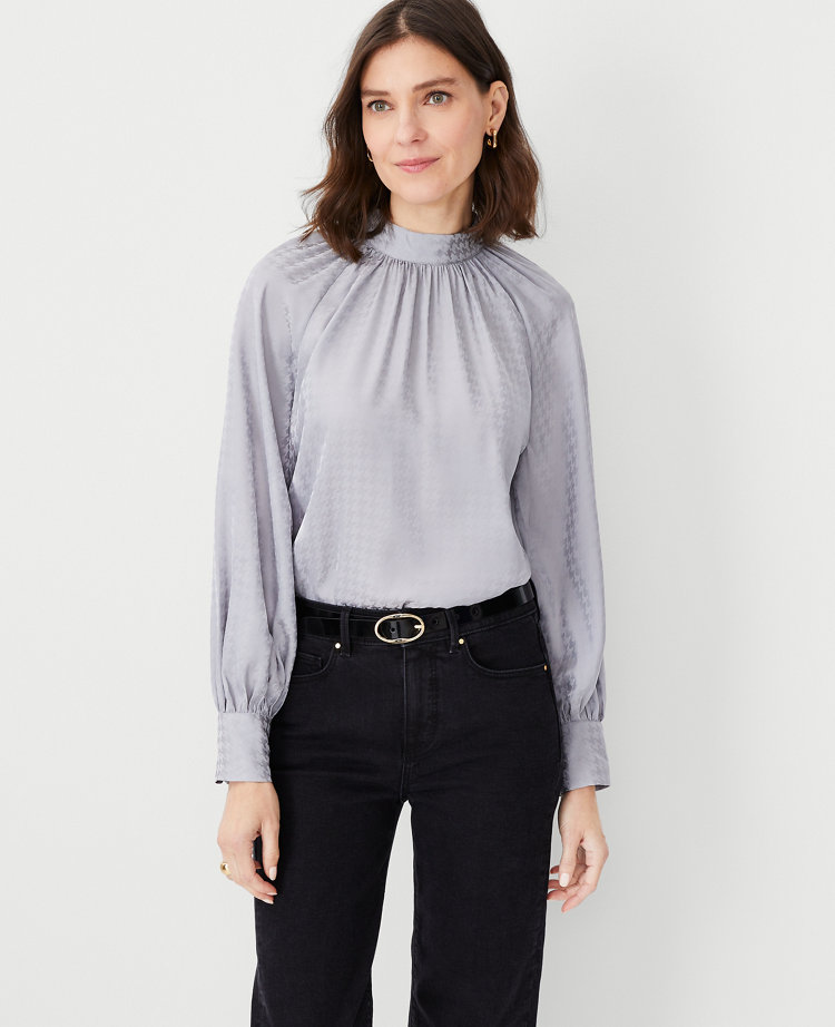 Mock Neck Shirred Popover