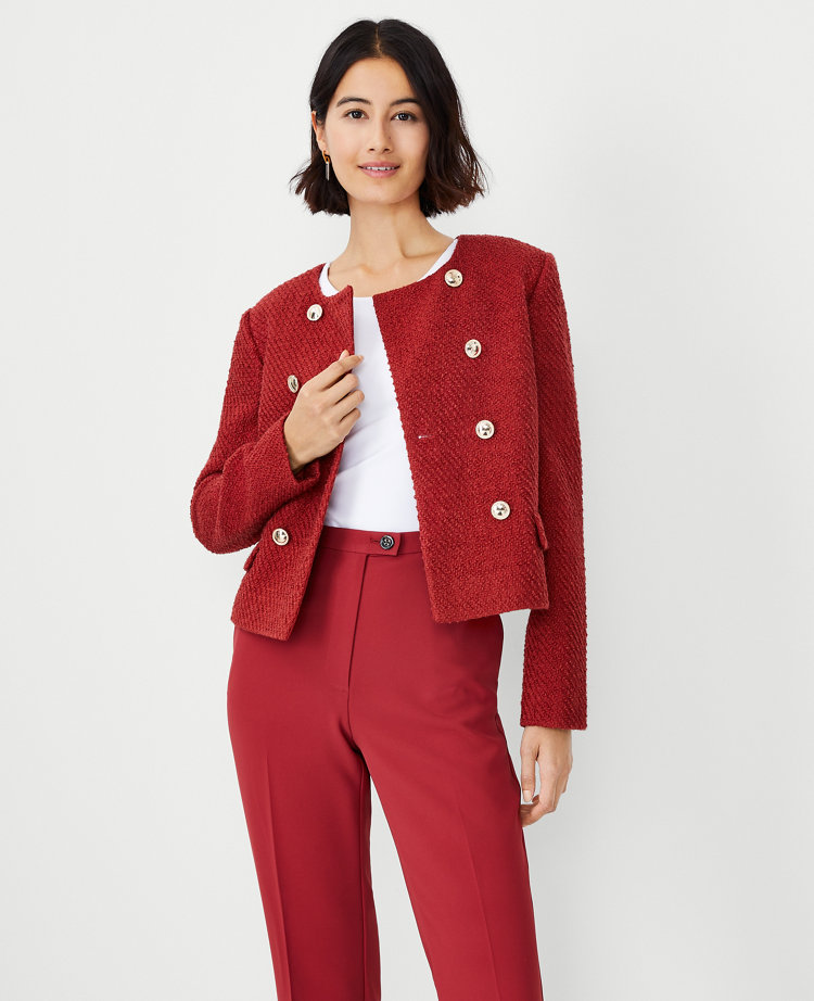 Petite Tweed Double Breasted Jacket