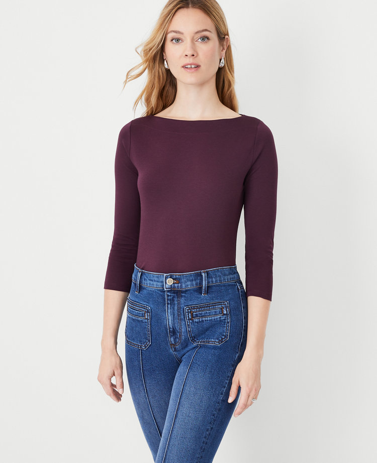 3/4 Sleeve Boatneck Top