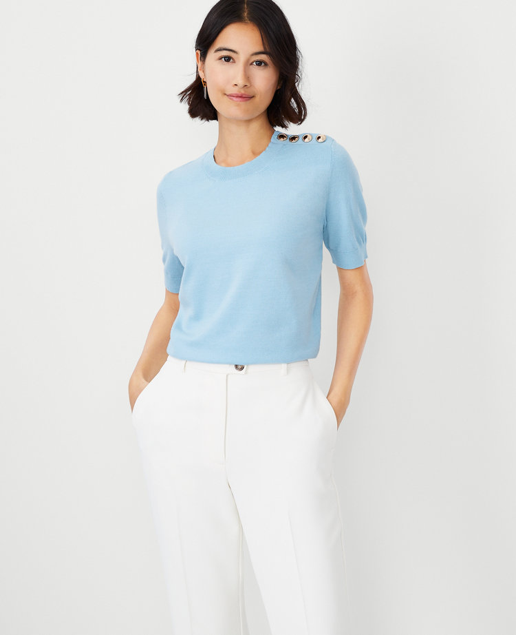 Petite Shoulder Button Sweater Tee