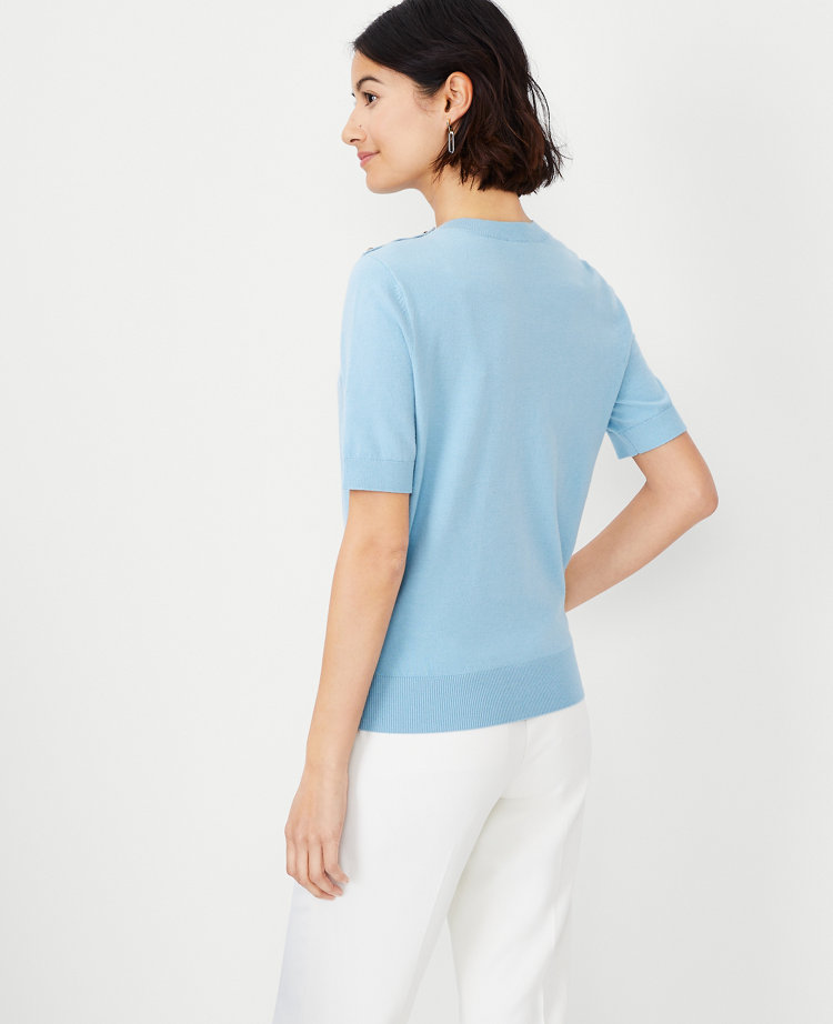 Petite Shoulder Button Sweater Tee