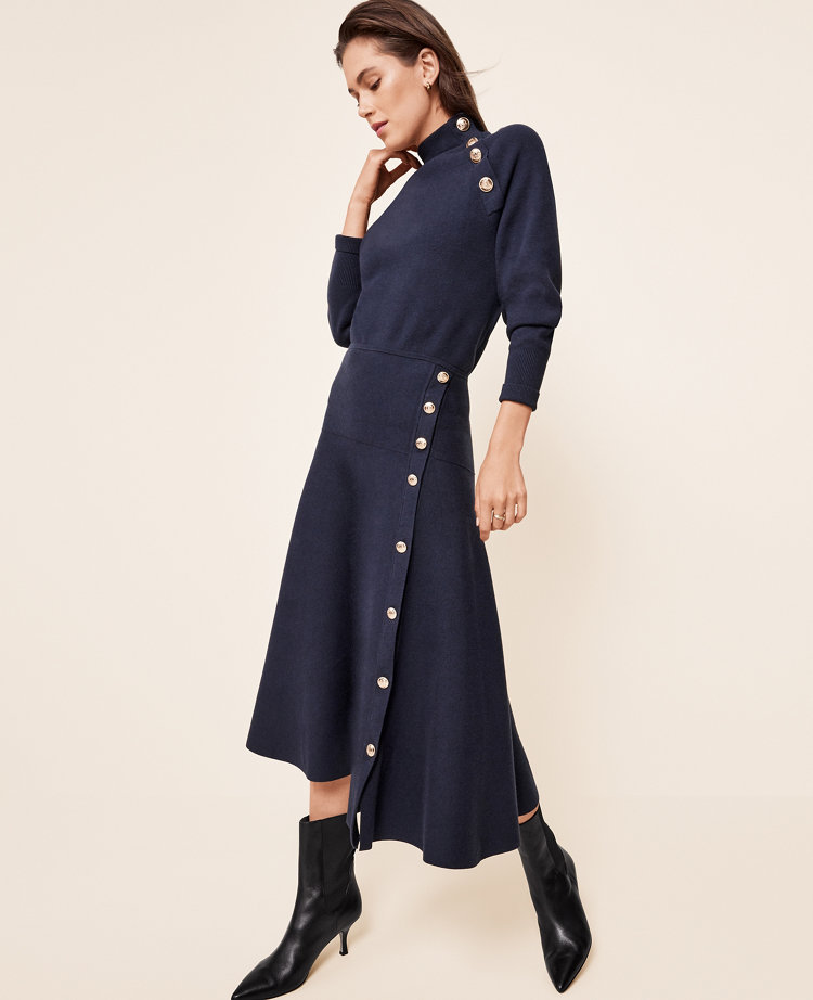 Raglan Button Mock Neck Sweater