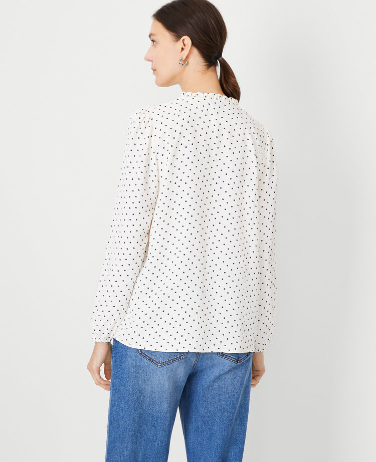 Geo Ruffle Neck Top