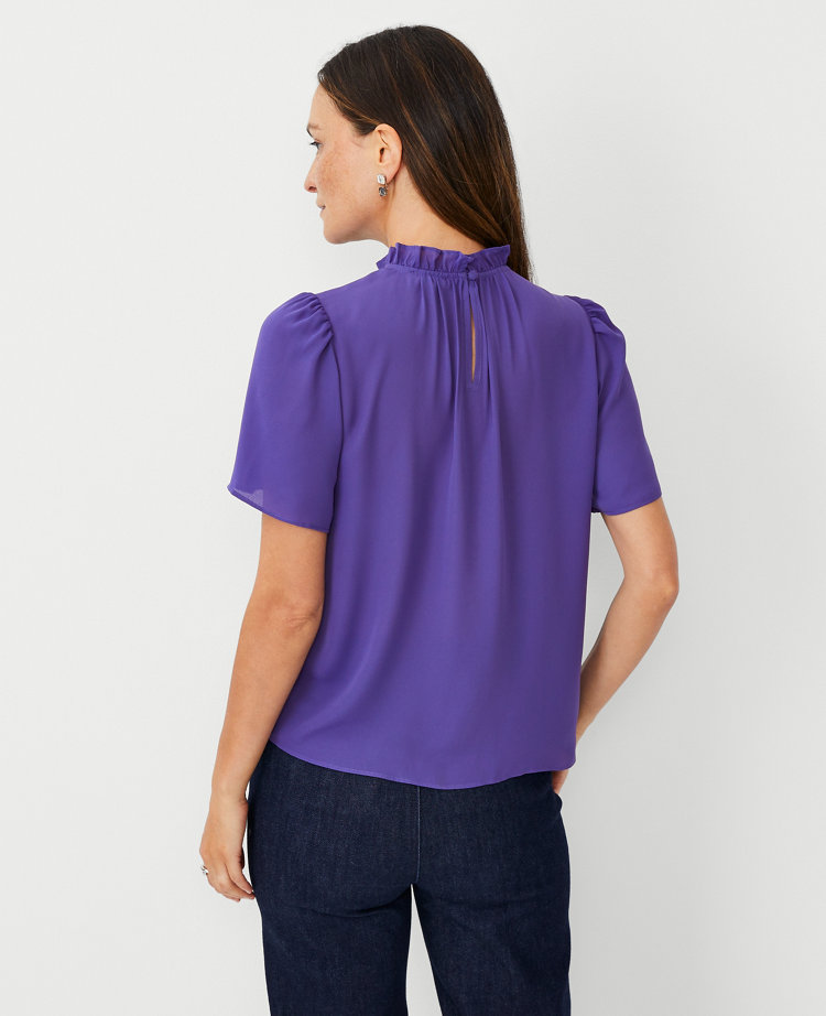 Ruffle Mock Neck Popover