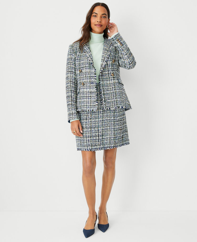 The Tailored Double Breasted Blazer in Shimmer Tweed