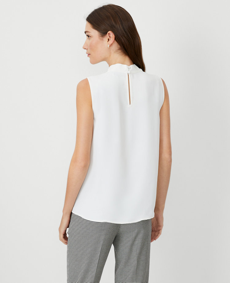 Pearlized Button Cowl Neck Shell