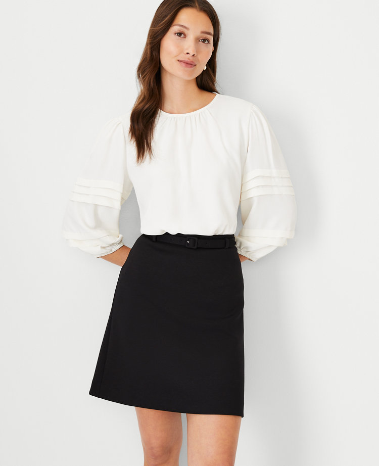 Mixed Media Pleated Top