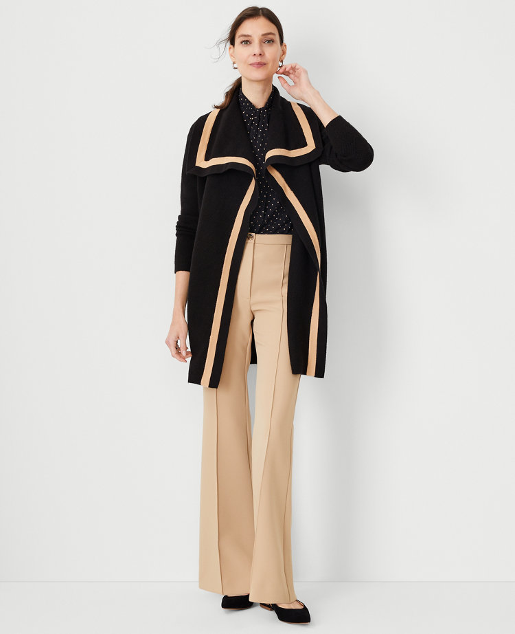 Stripe Trim Cascade Cardigan