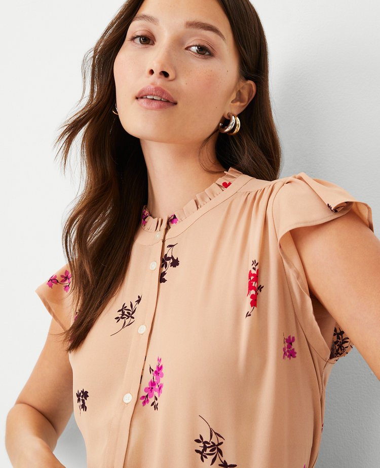 Mixed Media Flutter Sleeve Top