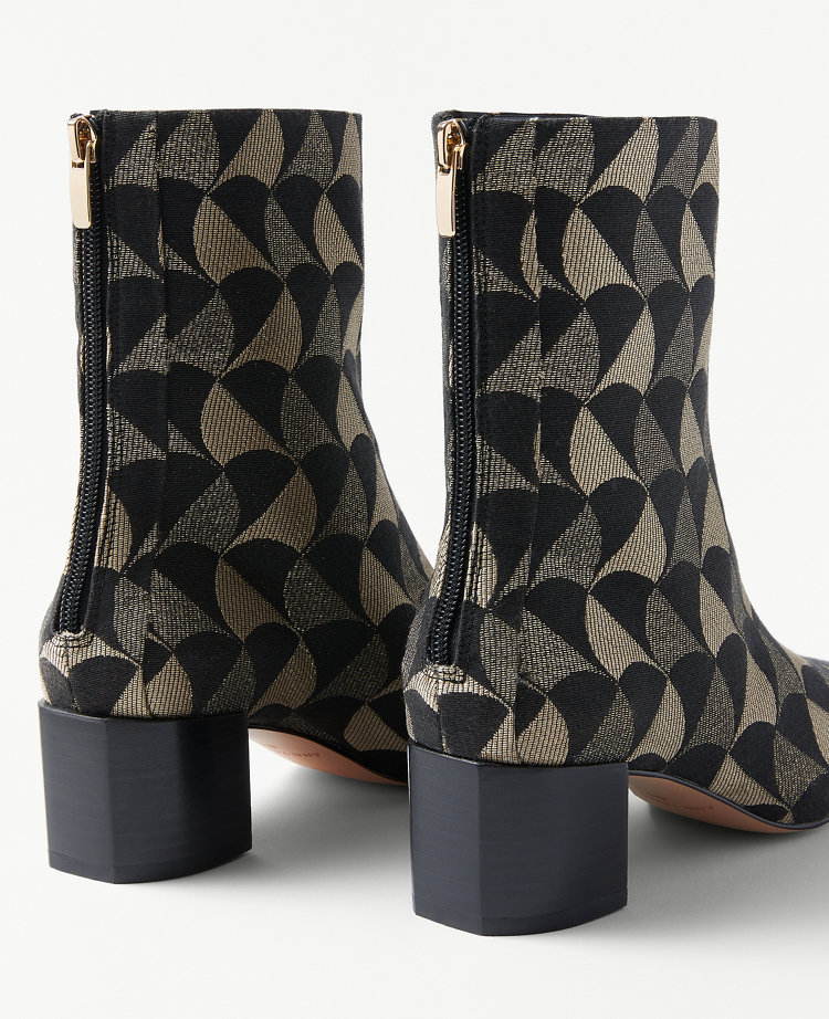 Shimmer Geo Block Heel Booties