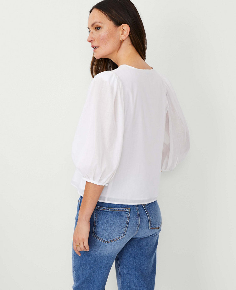 Pleated Puff Sleeve Top