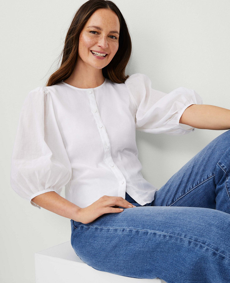 Pleated Puff Sleeve Top