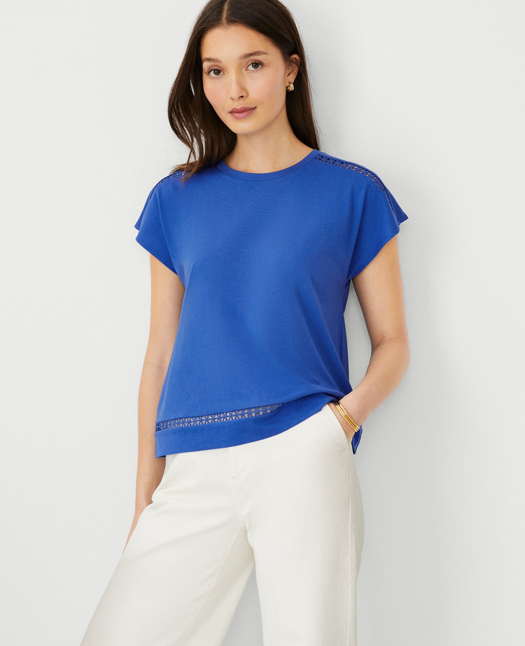 Lace Inset Pima Cotton Tee
