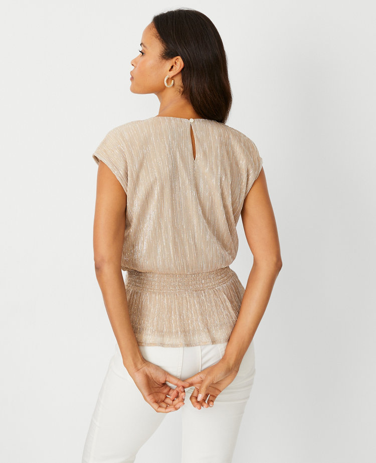 Metallic Smocked Waist Blouse