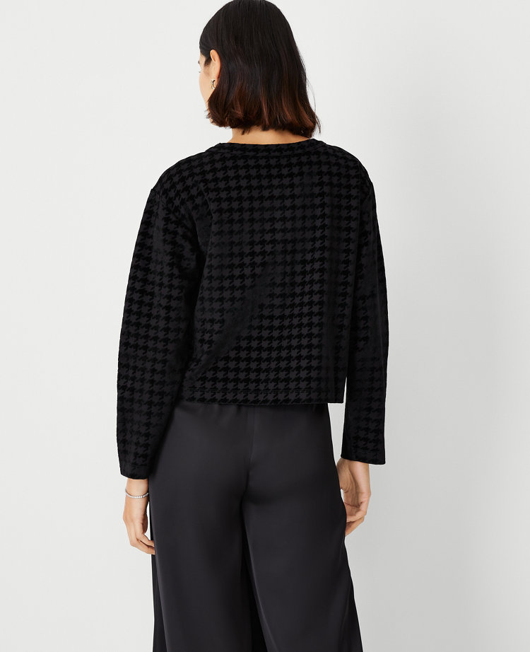 Flocked Houndstooth Cropped Jacket