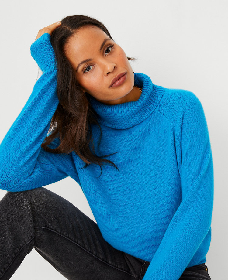 Cashmere Turtleneck Wedge Sweater
