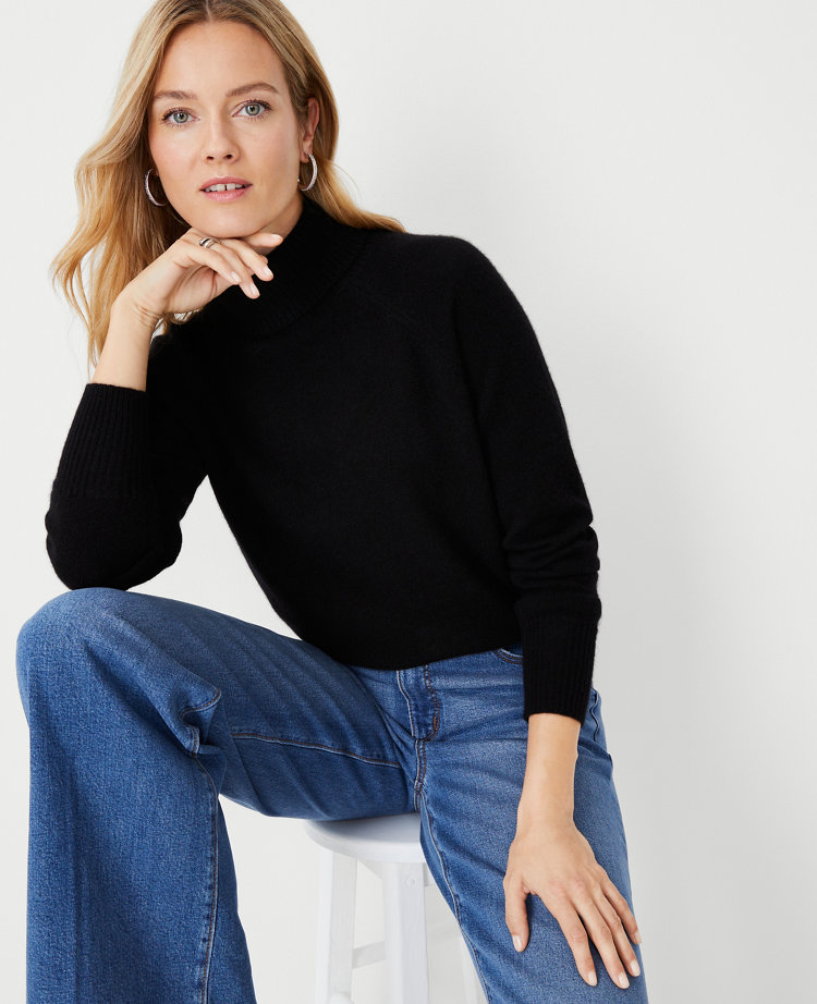 Cashmere Turtleneck Wedge Sweater