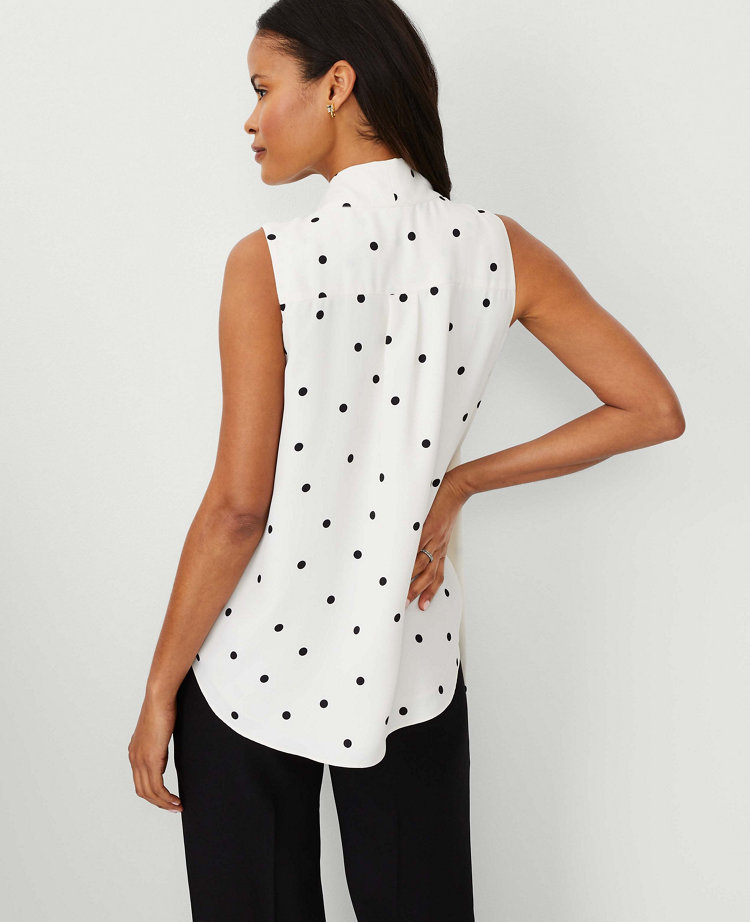 Dot Bow V-Neck Shell