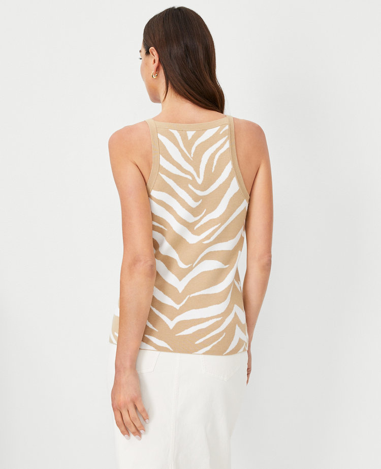 Weekend Zebra Jacquard Sweater Tank Top