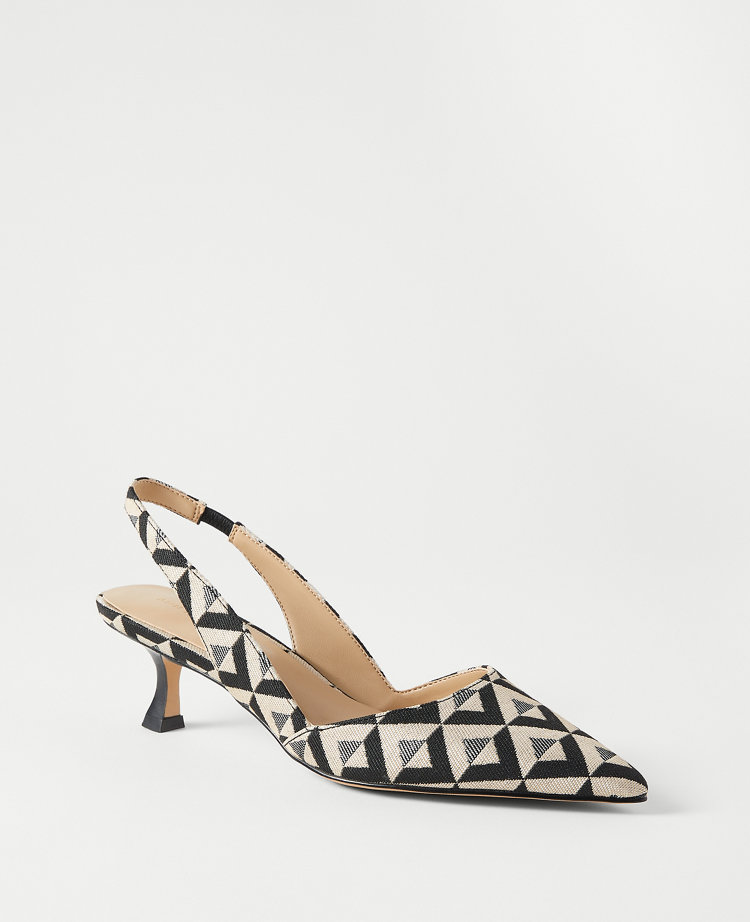 Geo Slingback Kitten Heel Pumps