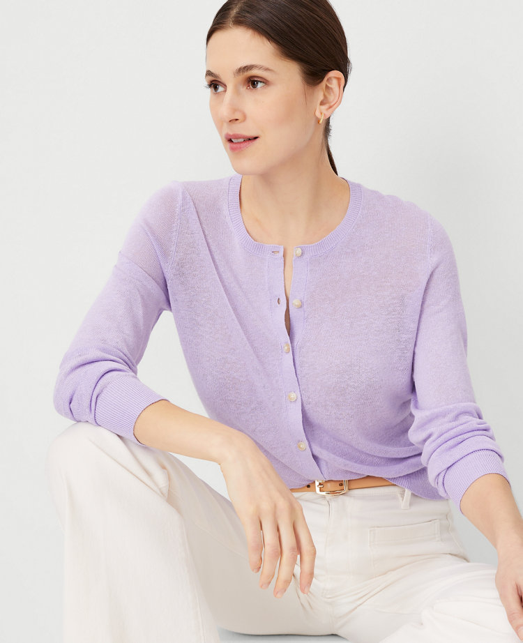 Linen Blend Cropped Ann Cardigan