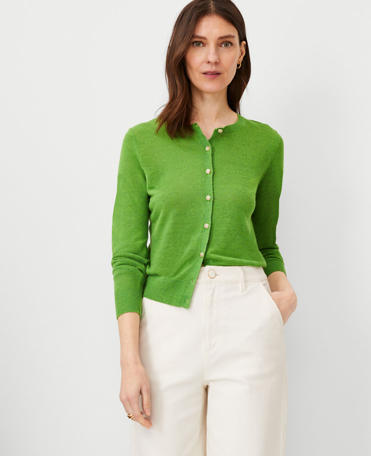 Linen Blend Cropped Ann Cardigan