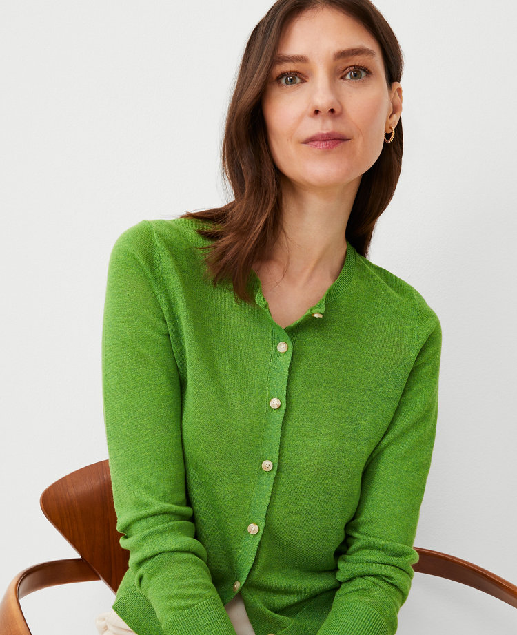 Linen Blend Cropped Ann Cardigan