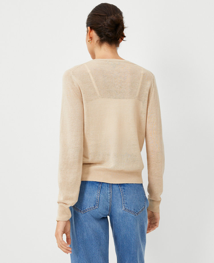 Linen Blend Cropped Ann Cardigan