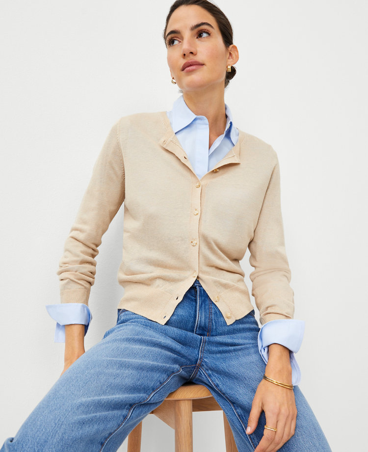 Linen Blend Cropped Ann Cardigan