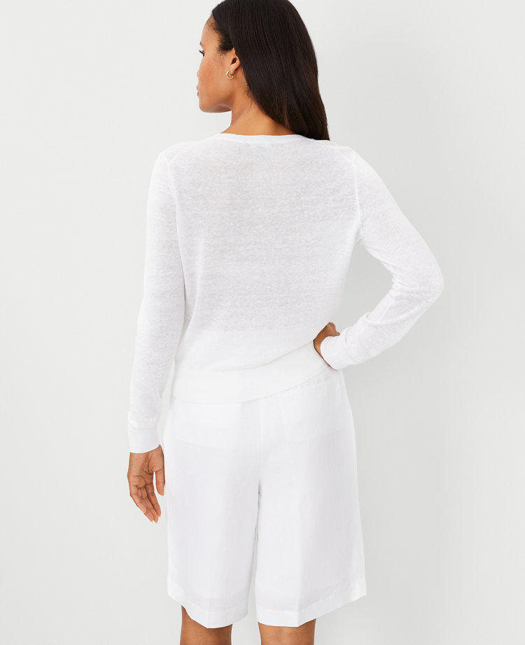 Linen Blend Cropped Ann Cardigan