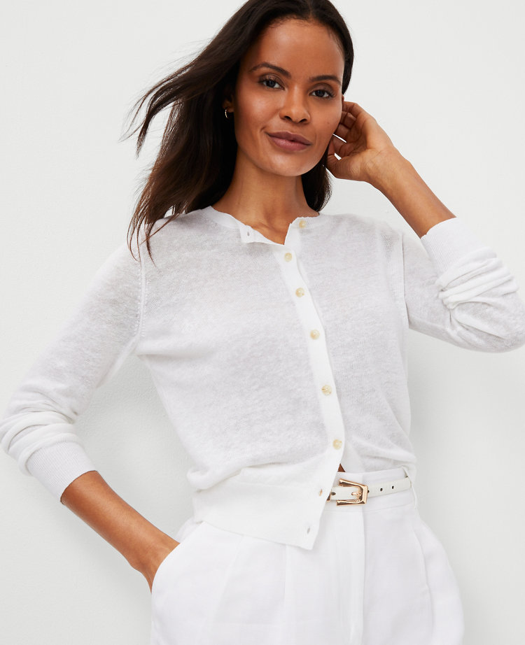 Linen Blend Cropped Ann Cardigan