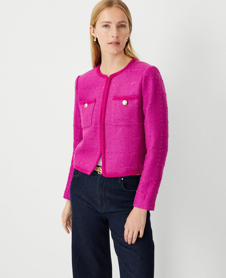 Braided Tweed Patch Pocket Jacket