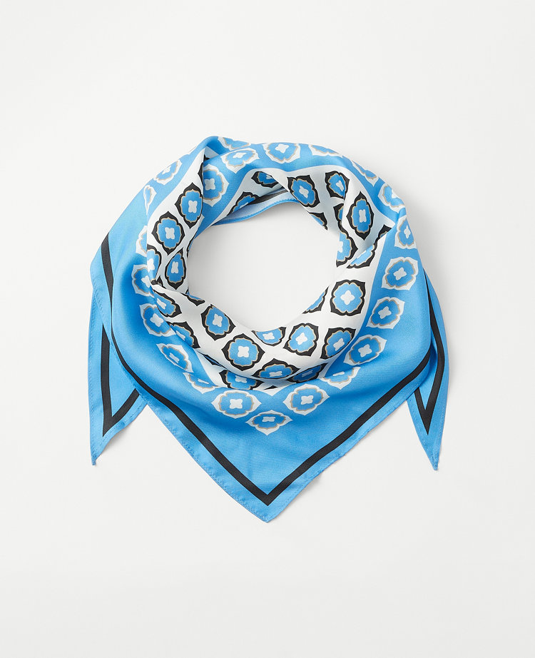 Geo Border Triangle Silk Scarf
