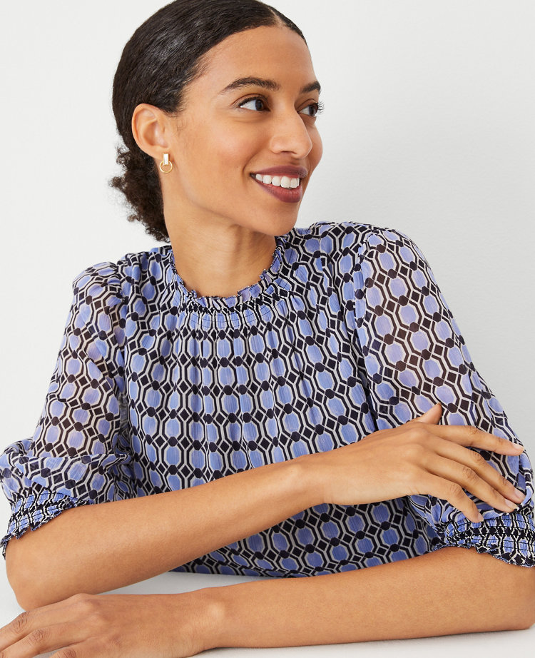 Geo Smocked Top