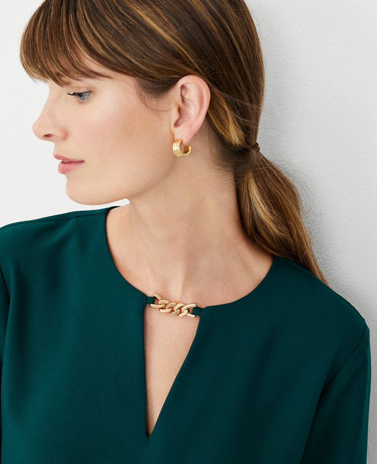 Petite Chain Trim Tunic Top