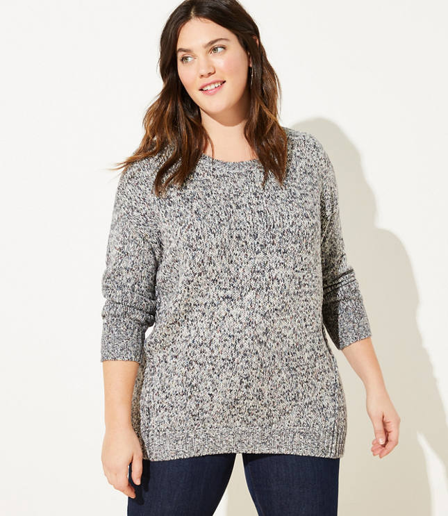 LOFT Plus Marled Crew Neck Sweater