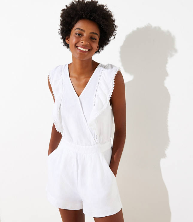 LOFT Beach Eyelet Tie Back Romper