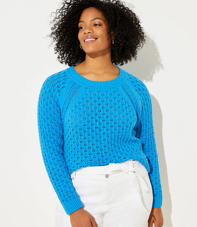 LOFT Plus Bobble Pointelle Sweater