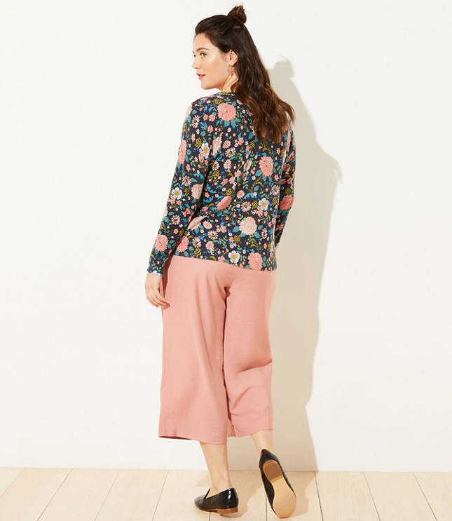 LOFT Plus Floral Stitchy Sweater