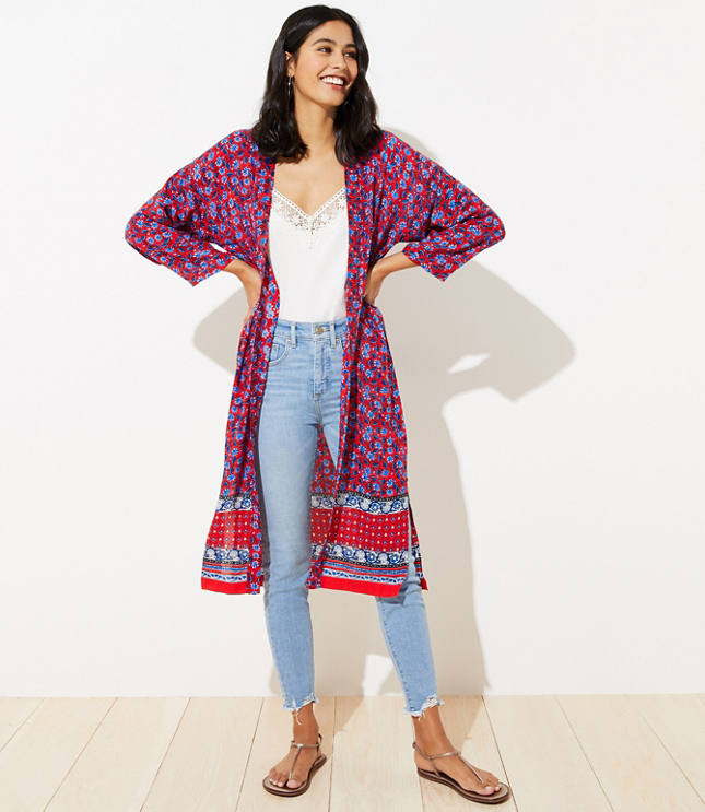 Border Floral Duster Kimono