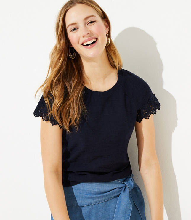Lace Trim Sweater Tee