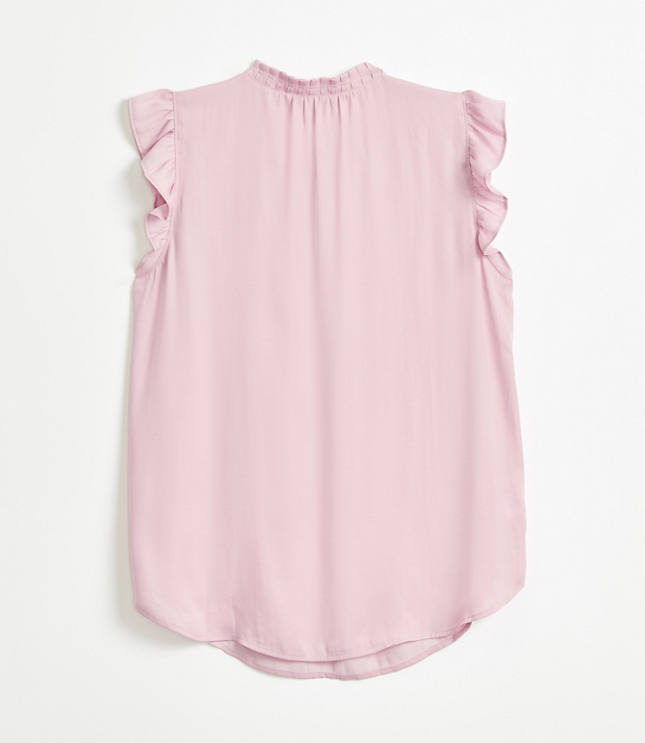 Petite Ruffle Split Neck Top