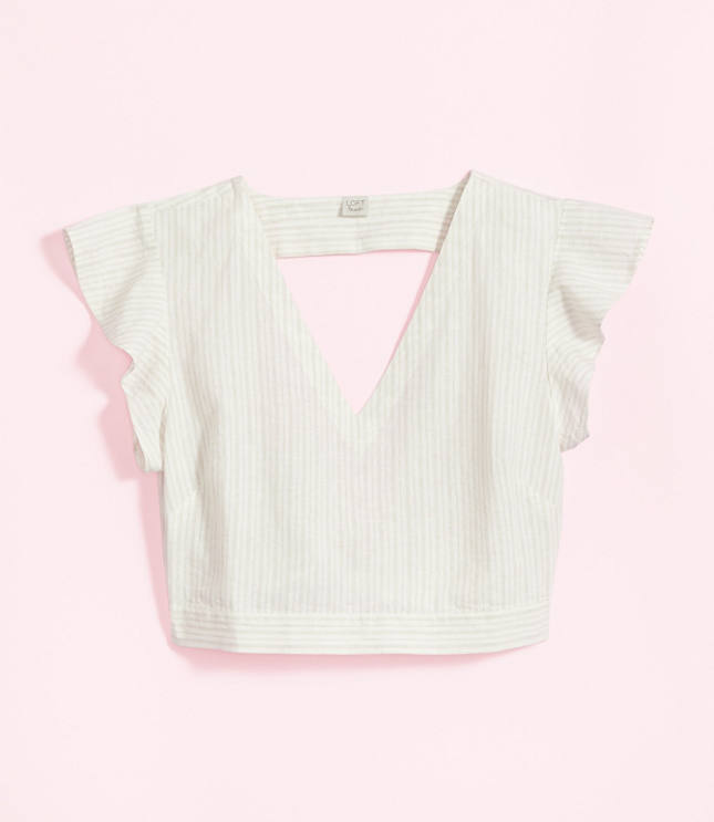 LOFT Beach Striped Flutter Cropped Top