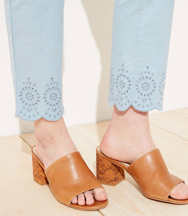 Petite Eyelet Hem Girlfriend Chinos