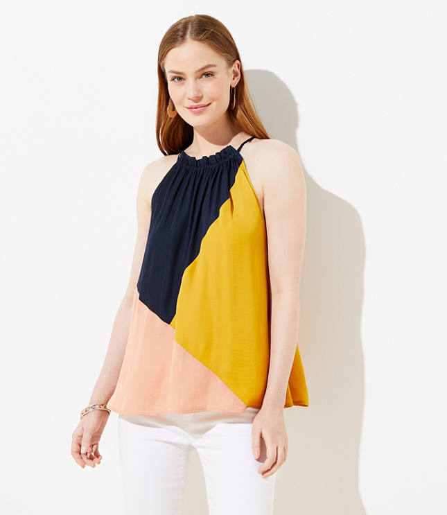 Petite Colorblock Halter Top