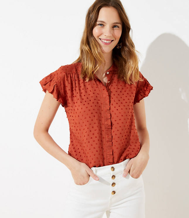 Clip Dot Ruffle Top